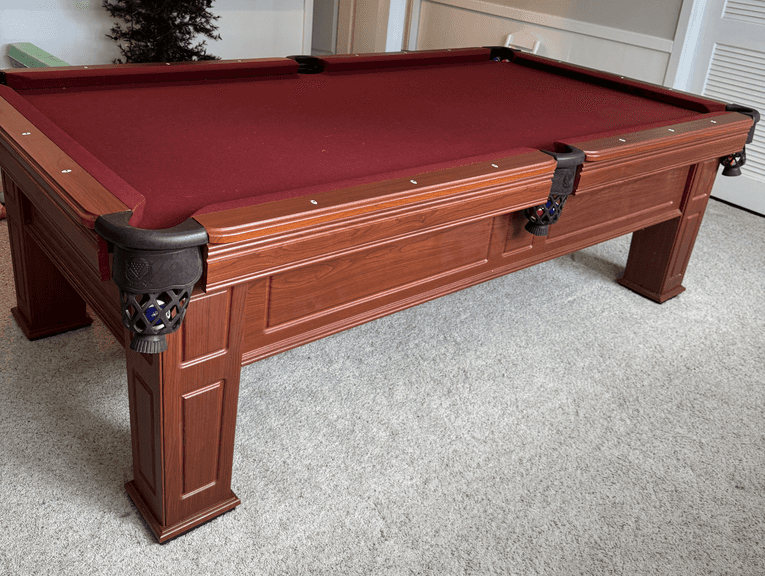 Very Nice AMF 8’ Slate Billiards Table with Red Felt Playing Surface ...