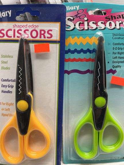 (18) Shape scissors, 6-patterns, all new in their packages, packages- 8 ...