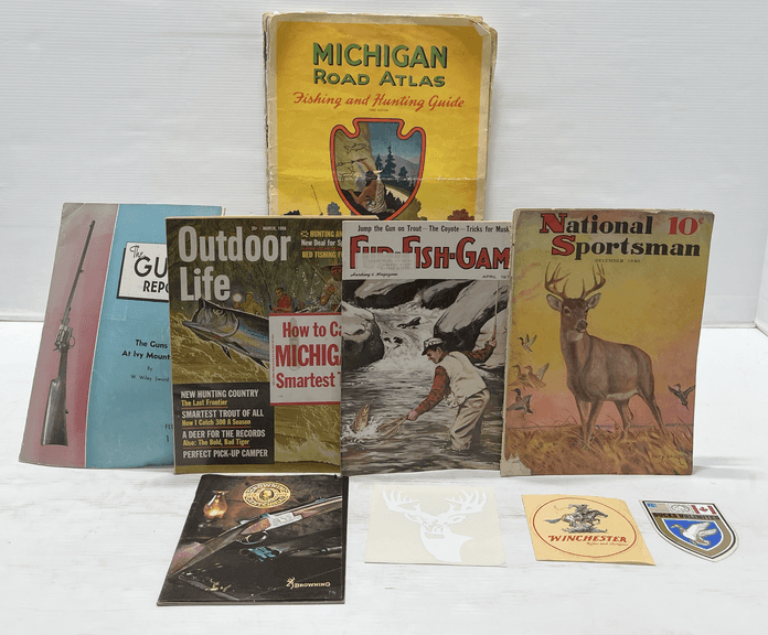 Antique hunting and fishing ephemera, includes: 1920s-1940s Magazines ...