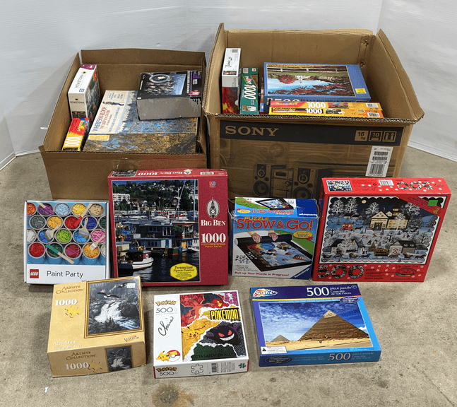 (35) Puzzles, 500-1,000 pieces, and (1) Puzzle Stow & Go, great, used ...