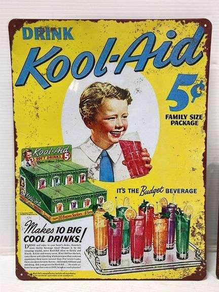 Double bubble gum and Kool-Aid signs, 11 3/4" x 7 3/4"; 15 5/8" x 11 3/ ...