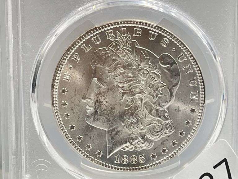 1885 Morgan dollar, PCGS graded MS 62 - Albrecht Auction Service
