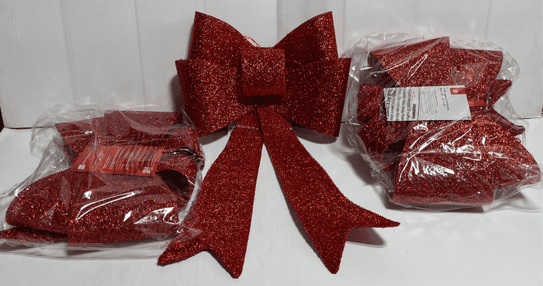 (3) Lighted Christmas bow set, BCP, each bow- 24" x 18", battery ...