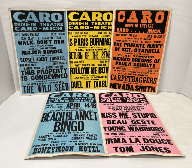 (5) Older Caro Theater posters, great names and actors, 14"W x 22"H ...