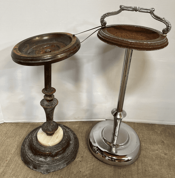 (2) Antique smoking stands, both- approx. 27"H, needs restoration ...