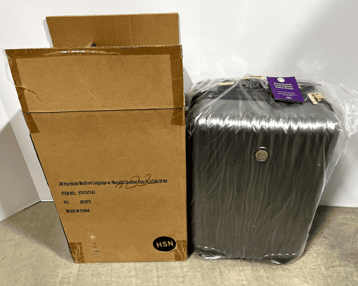 Joy Mangano Elite hardside travel collection with leather tote metallic ...
