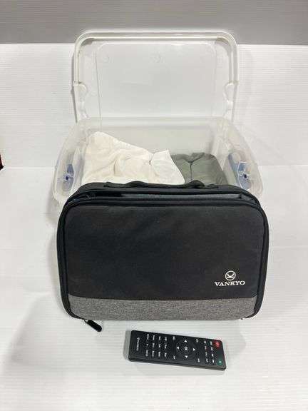 Vankyo projector, Model No. Q5, with power cord,and remote; (2) Large ...