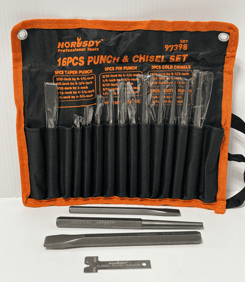 16-Piece punch and chisel set, new in pouch - Albrecht Auction Service