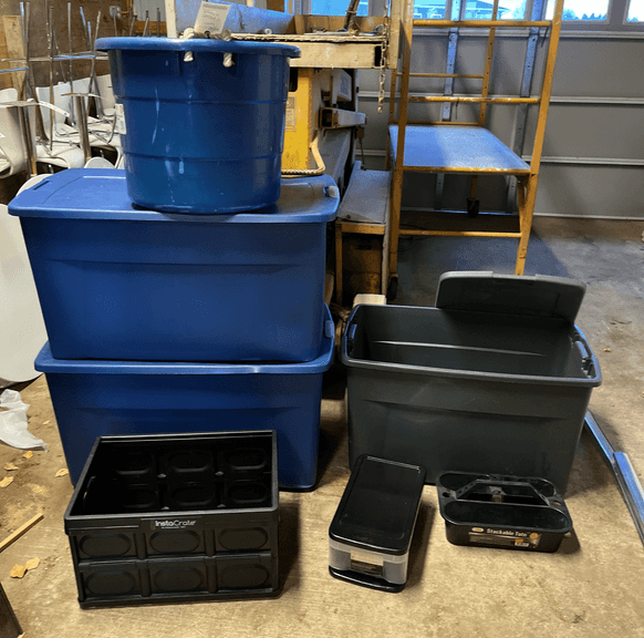 Tote full of (6) other totes, includes: One- Insta-Crate with two ...