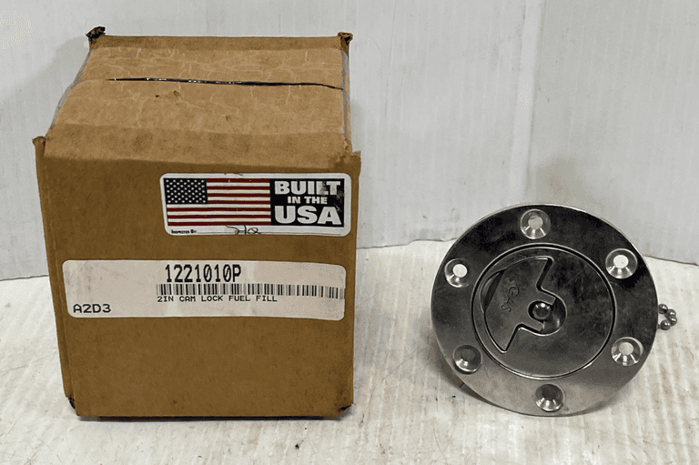 (2) Cam lock fuel fills, 2", never used - Albrecht Auction Service