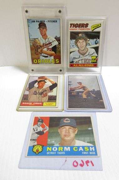 (5) Assorted MLB trading cards, includes Mark Fidrych rookie card, not ...