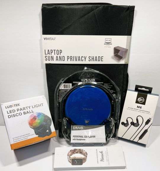 Craig CD player with headphones, LED party disco ball light, Vivitar ...