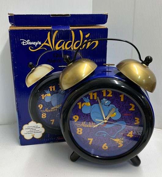 Disney Aladdin alarm clock, 14" case, new - Albrecht Auction Service