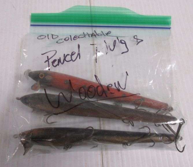 (3) Wooden pencil plugs, good - Albrecht Auction Service