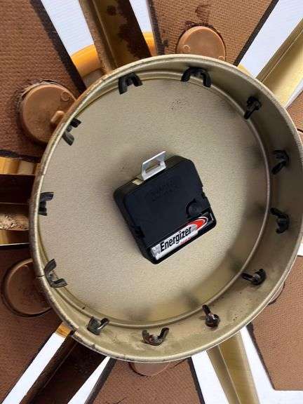 Mid-century modern verichron starburst clock, 31"Dia, works, some wear ...