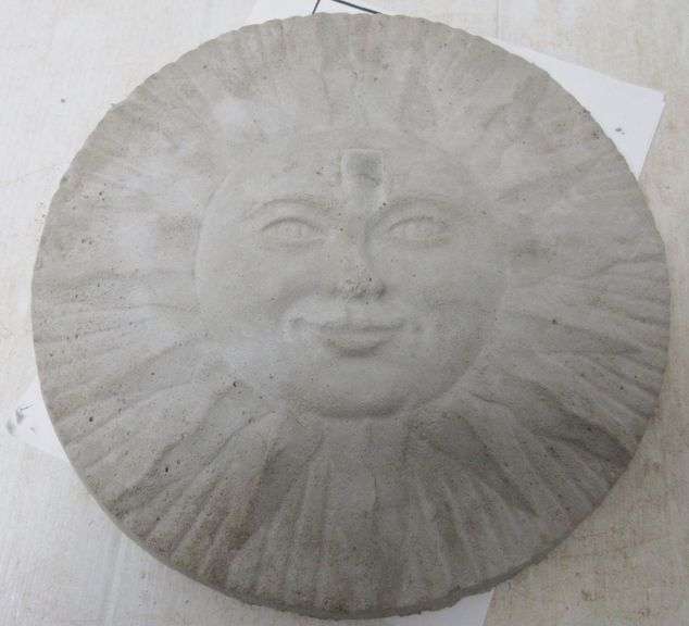 Concrete sun stepping stone, 11"Dia, fair - Albrecht Auction Service