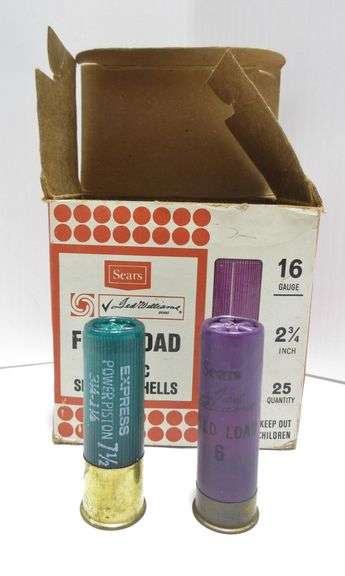 Older Sears Ted Williams shotgun shells, full box - Albrecht Auction ...