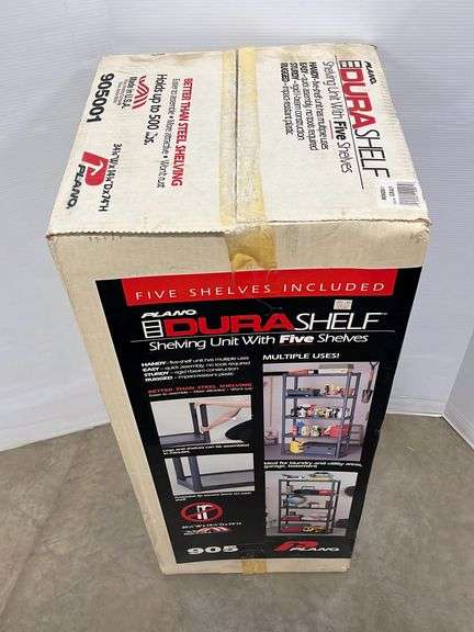 Plano heavy-duty gray dura shelf 4-tier shelving unit, matches other ...