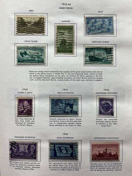 Stamp collecting book, many stamps already in it, book- 9 3/4" x 12 1/4 ...