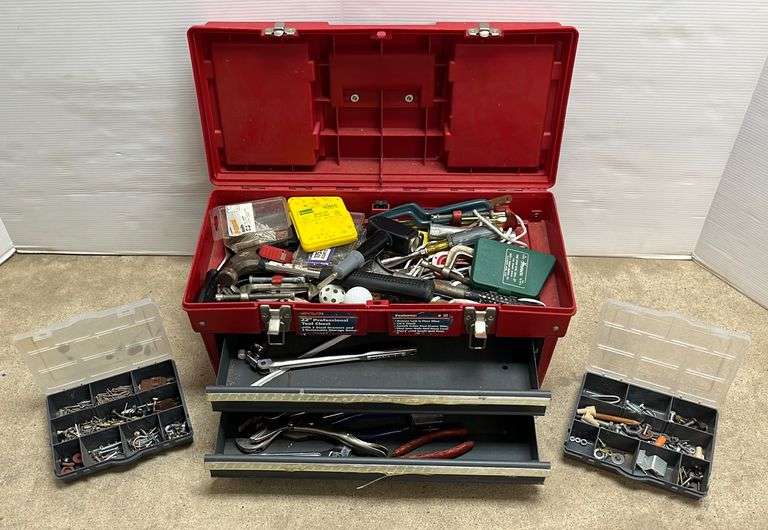 Stack-On 22" professional tool chest with contents, 22"W x 1"D x 11 3/4 ...