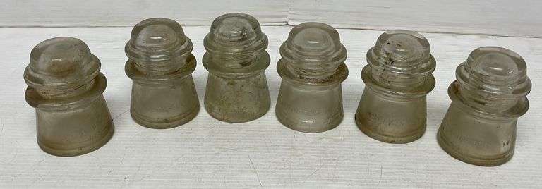 (6) Glass insulators, all marked "Hemingray 17", each- 4"H, all good ...