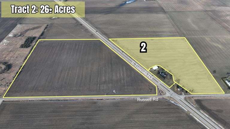 TRACT 2: Approx. 26 Acres +/-. The FSA map shows approx. 25.99 Ac ...