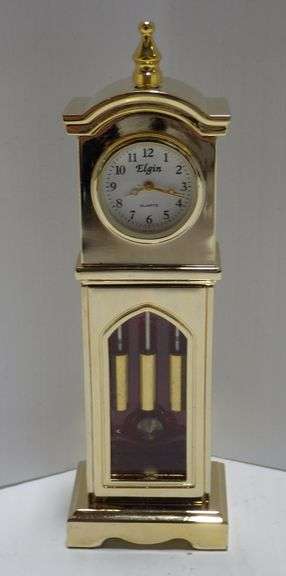 Elgin mini grandfather clock, 4 1/4"H, new - Albrecht Auction Service