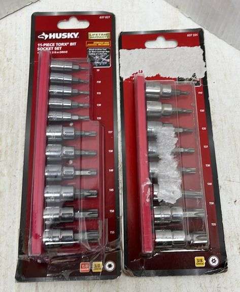 (2) Husky Torx bit sets, include: 8-Piece 3/8" drive tamper proof torx ...