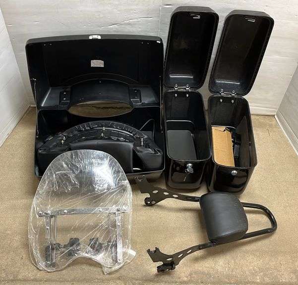 Motorcycle Tour Pack, has backrest, mounting hardware, and key, saddle ...