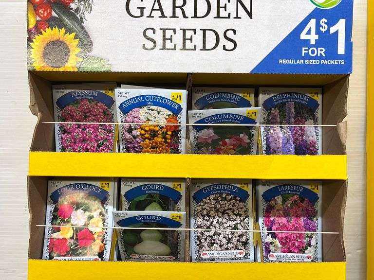American Seeds seed display with over (1,000) packets of seeds, all ...