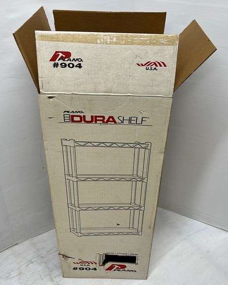 Plano Grey Heavy Duty 4-Tier Plastic Shelving Unit Shelf, 34 1/4"W x 14 ...