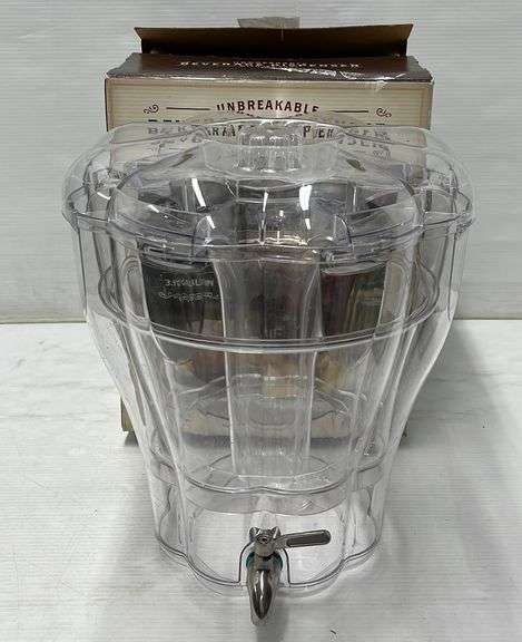 3-Gallon beverage container, box- 14"H, box has wear - Albrecht Auction ...