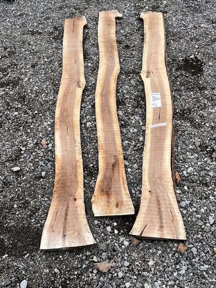 (3) Black Walnut slabs, Live Edge, Rough Sawn, includes: One- 6" to 8"W ...