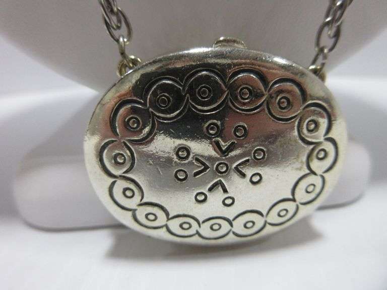 Older perfume locket necklace, still has contents inside, 24"L, nice ...