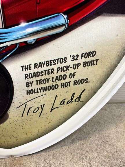 Raybestos Brakes embossed tin sign, great graphics of a 1932 Ford ...
