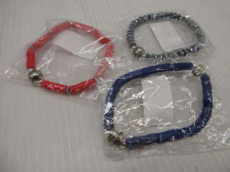 (3) Invicta bracelets: Red, blue, and gray, includes Invicta pouch ...