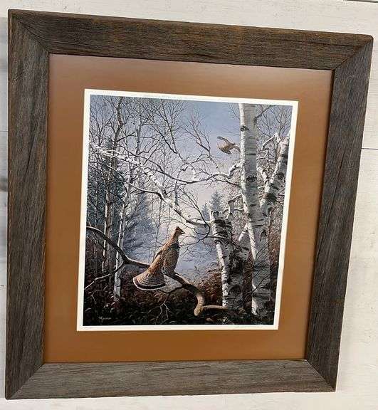 David Maass 1973 grouse print, artist signed, 174/580, 29"W x 32"H ...