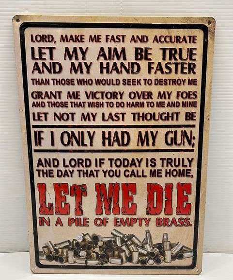 "Prayer For Gun Owners" metal sign, 12"W x 17"H, great - Albrecht ...