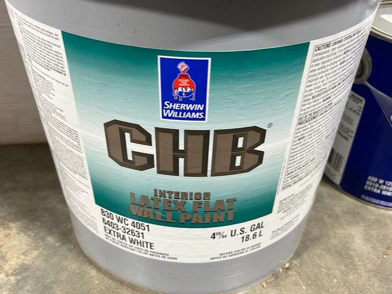 5-Gallons of "Pella White"; (2) One-gallon beige semi-gloss; (1) Gallon ...