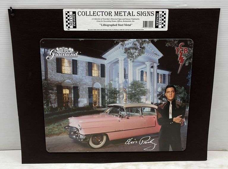 Collector metal sign, lithographed steel metal, "Elvis Presley", 15" x ...