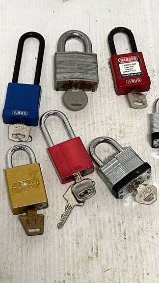 (12) Heavy duty commercial padlocks, American Lock, Abus, and more, all ...