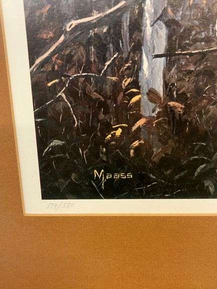 David Maass 1973 grouse print, artist signed, 174/580, 29"W x 32"H ...