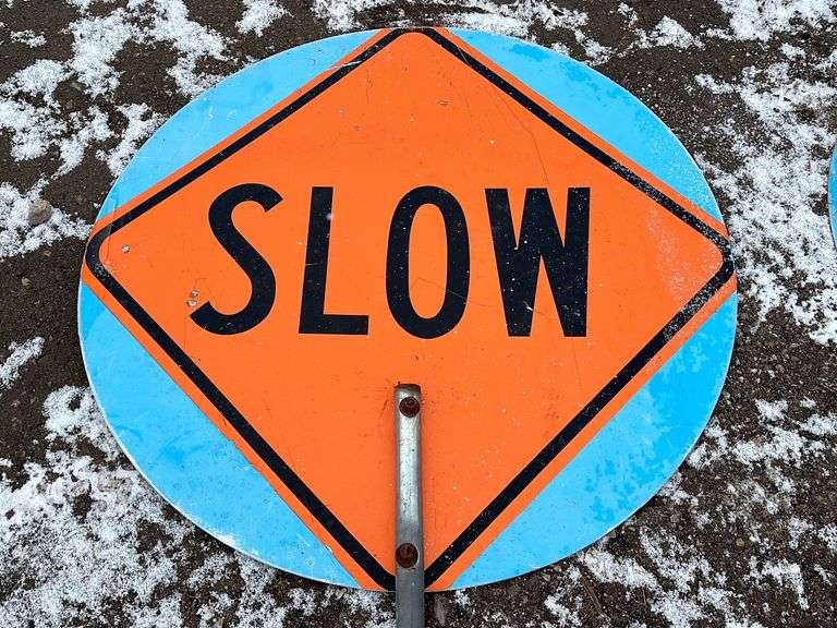 (2) Packs of double face stop/slow signs - Albrecht Auction Service