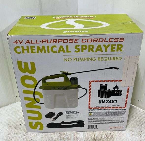 Sun Joe 2-Gallon rechargeable sprayer, complete, NIB - Albrecht Auction ...