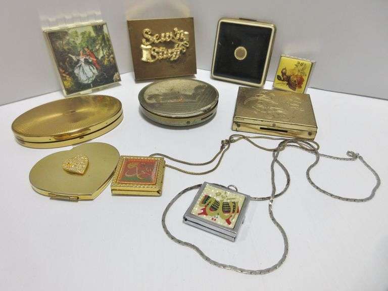 (10) Older metal compacts and pill boxes, some signed, up to 3 1/2"W ...