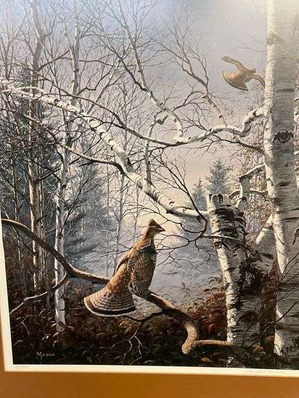 David Maass 1973 grouse print, artist signed, 174/580, 29"W x 32"H ...