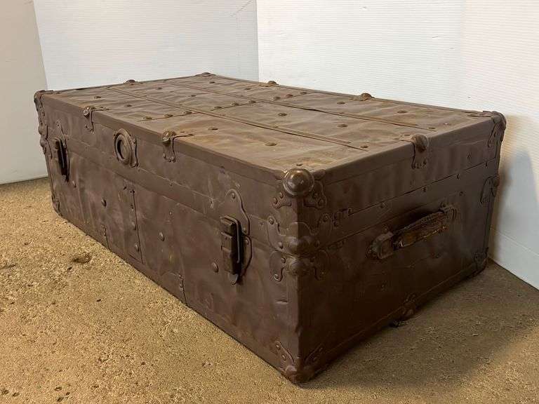 WWII era army trunk, 36"W x 12"H, good - Albrecht Auction Service