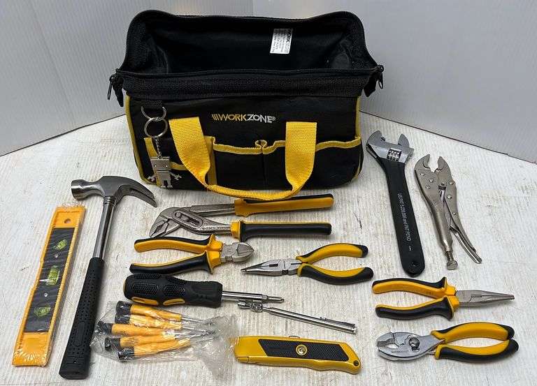 Work Zone 18-piece tool kit in tool bag, includes: Vise grips, crescent ...
