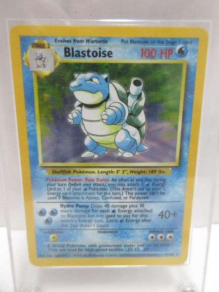 1999 Pokemon base set Blastoise card, No. 2/102 - Albrecht Auction Service