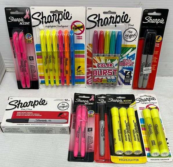 (9) Packs of Sharpie brand markers and highlighters, many colors and ...